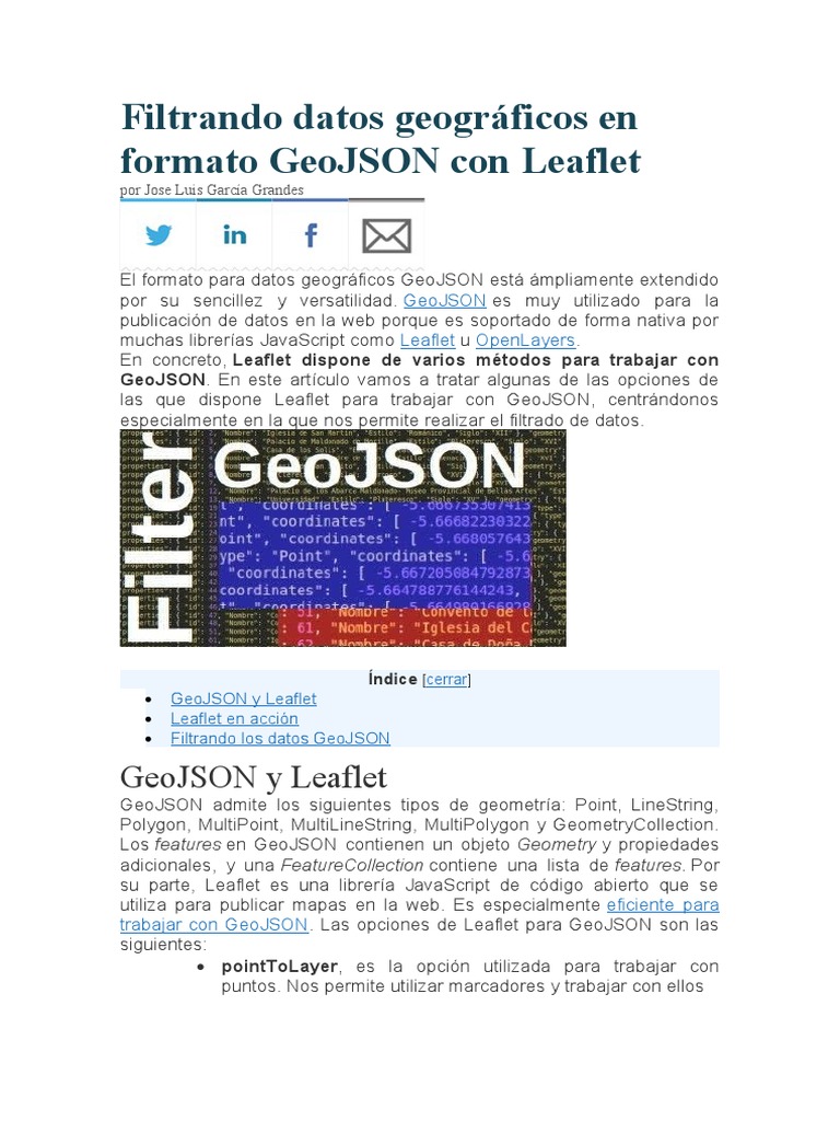 Filtrando Datos Geográficos en Formato GeoJSON Con Leaflet | PDF | Json ...