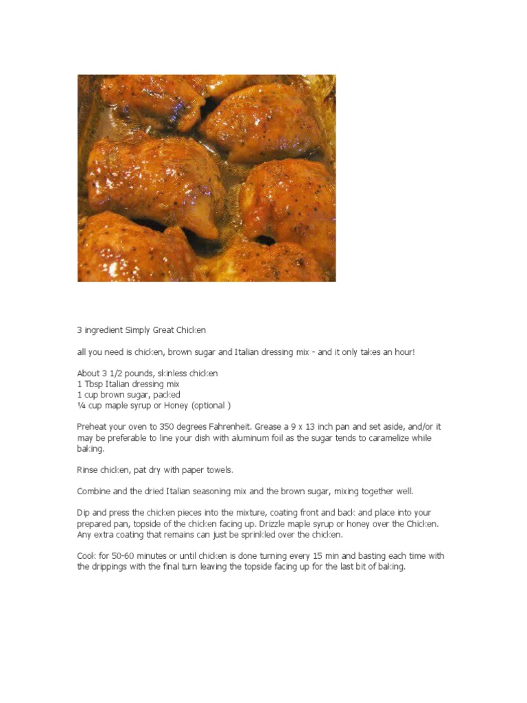 3 Ingredient Simply Great Chicken | PDF