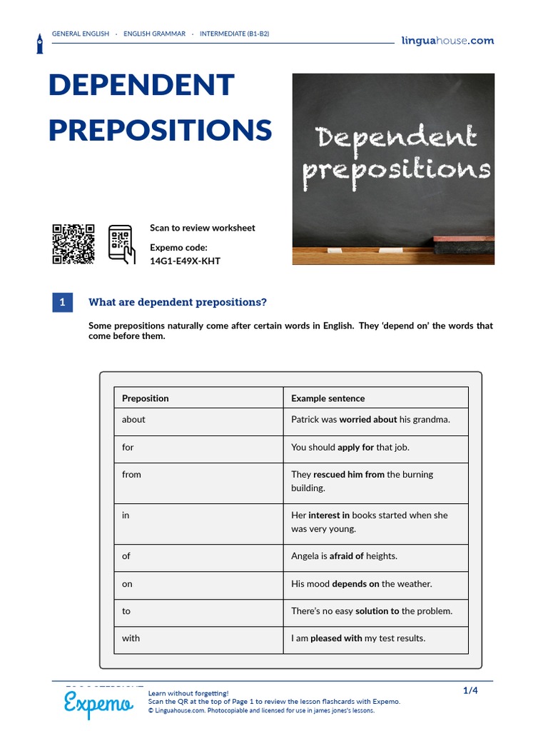 Dependent Prepositions American English Student Ver2 | PDF | Preposition And Postposition | Verb