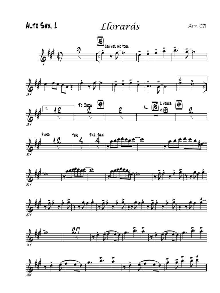 Lloraras - Alto Sax | PDF