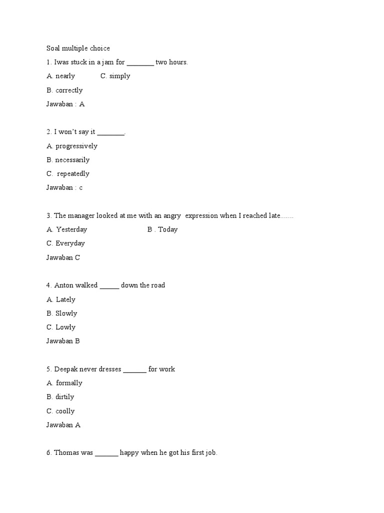 Soal Multiple Choice Kel 1 | PDF