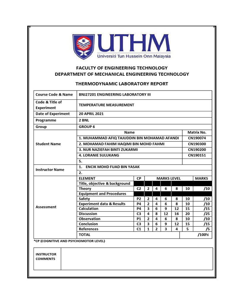 Temperature Measurement Lab Report | PDF