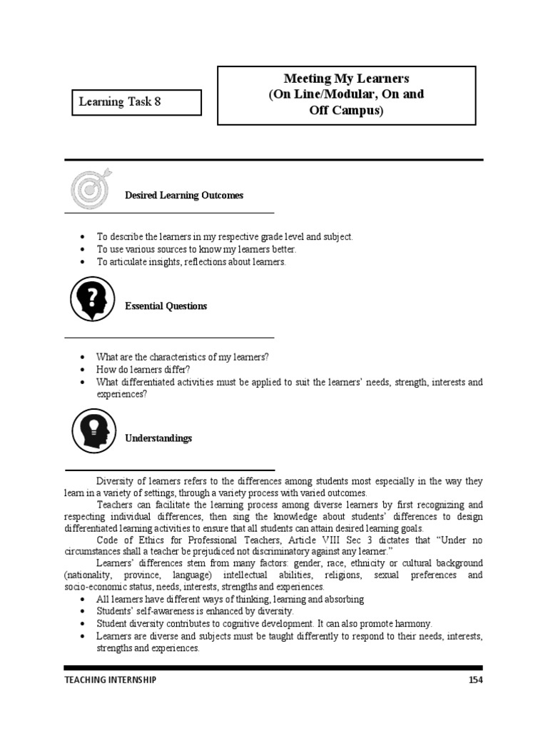 Learning Task 8 | PDF | Learning | Teachers