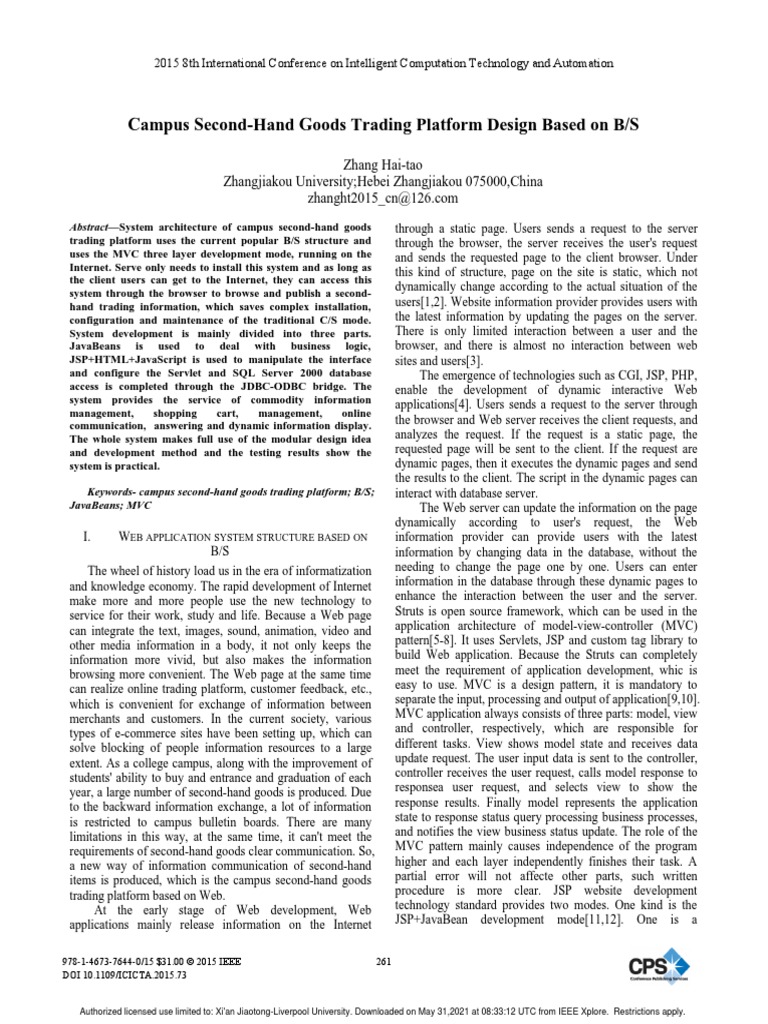 Campus Second-Hand Goods Trading Platform Design Based On B/S | PDF | World Wide Web | Internet ...