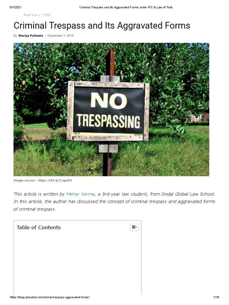 Criminal Trespass and IPC Aggravations | PDF | Burglary | Trespass
