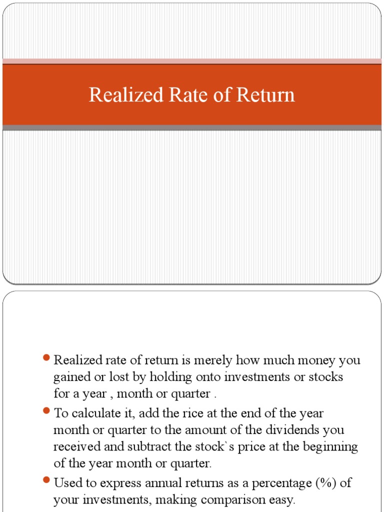 Realized Rate of Return | PDF | Bonds (Finance) | Interest