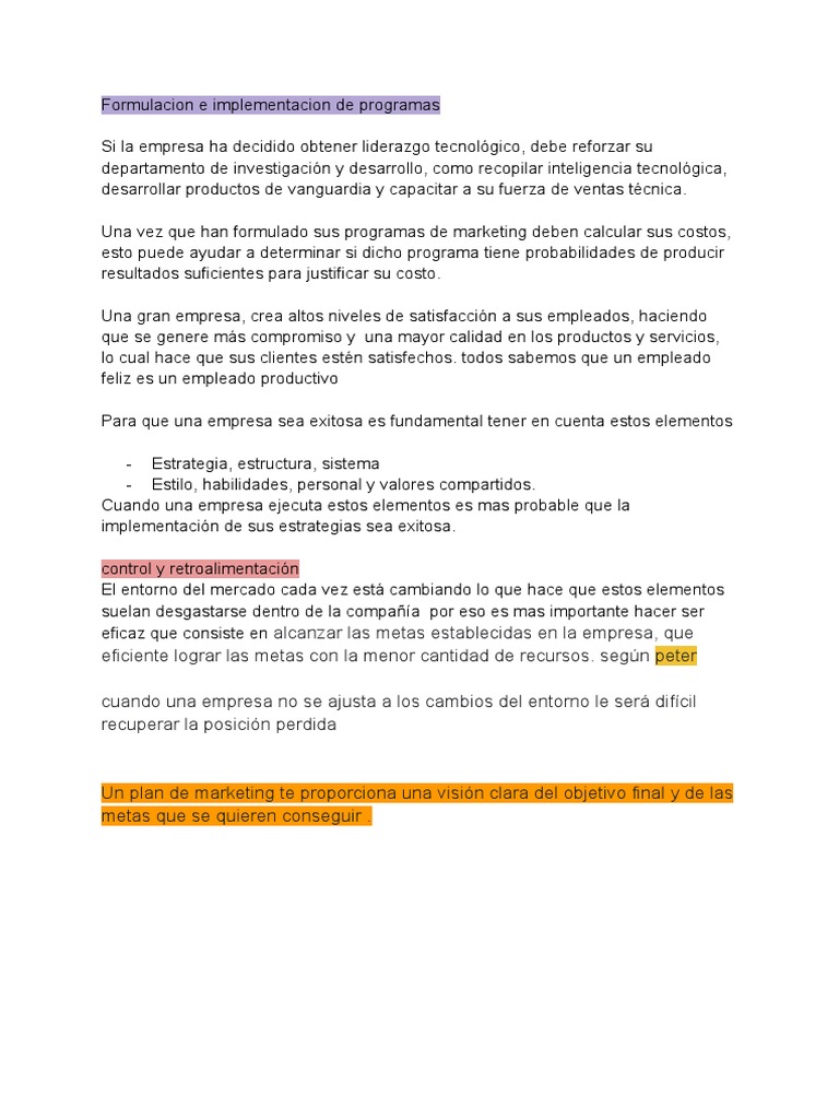 Formulacion e Implementacion de Programas | PDF