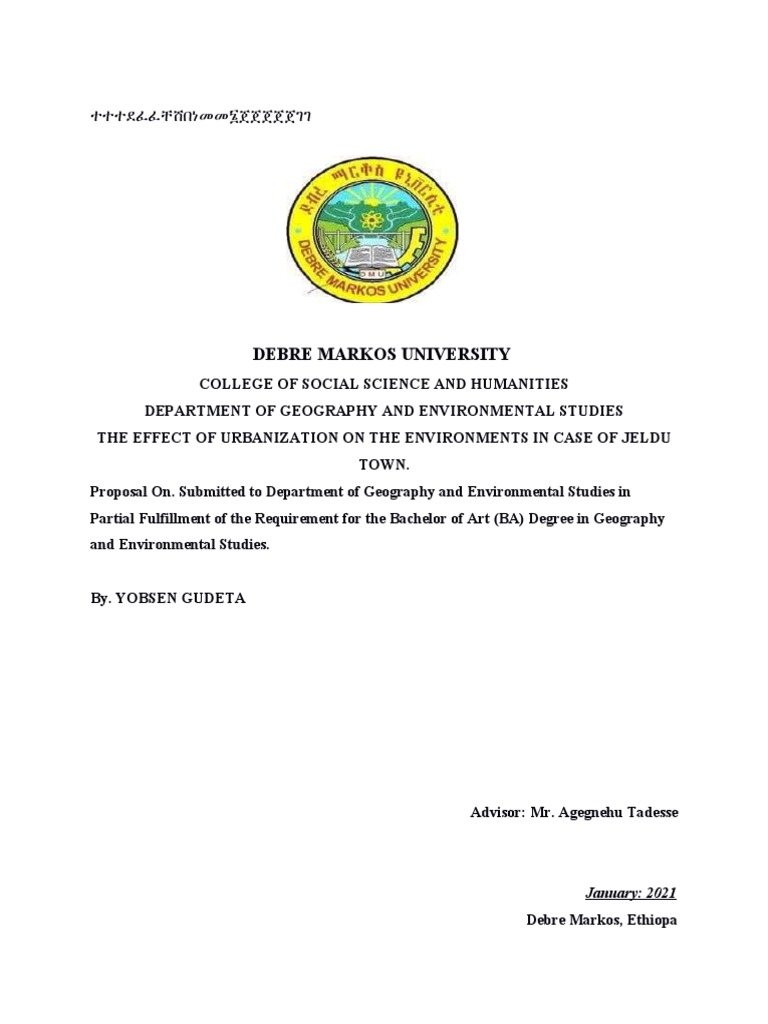 Debre Markos University: January: 2021 | PDF | Urbanization ...