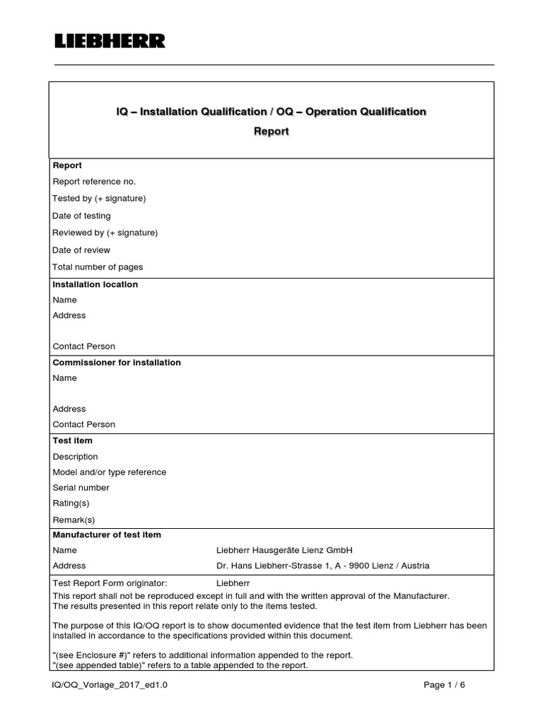 IQ - Installation Qualification / OQ - Operation Qualification | PDF ...