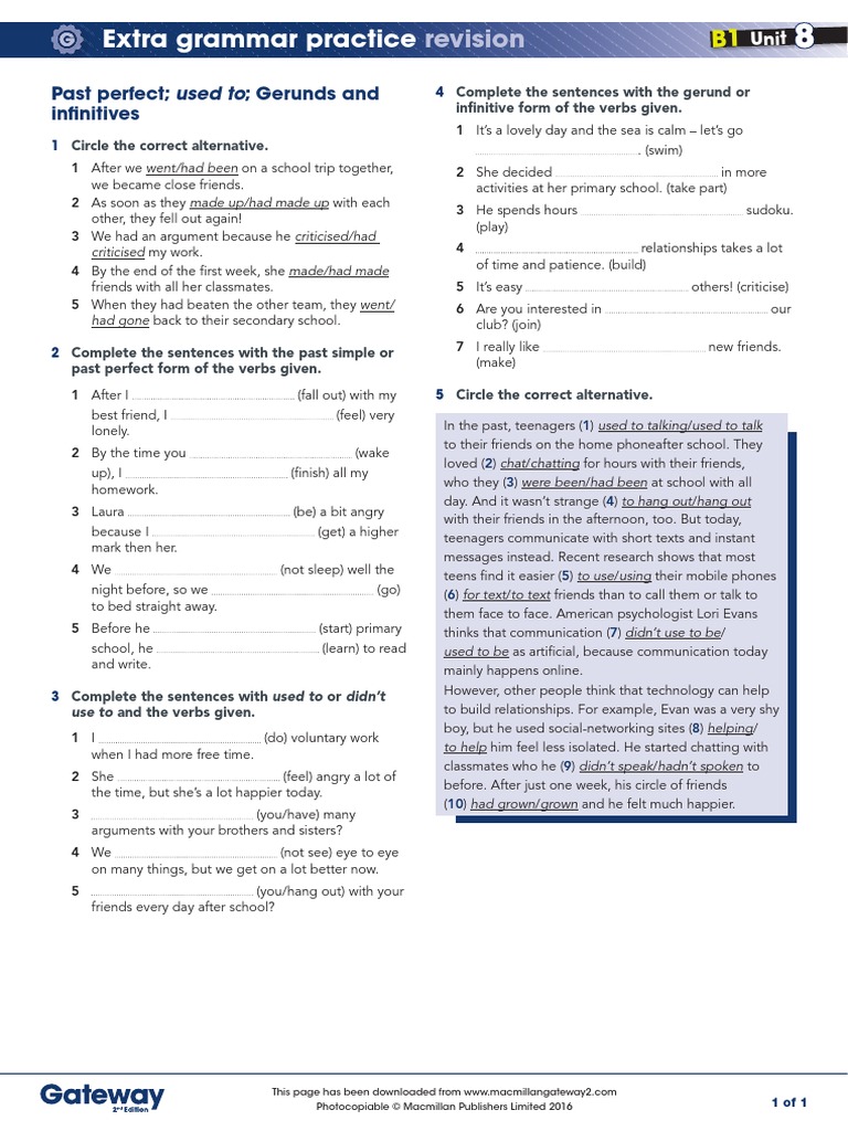 B1 UNIT 8 Extra Grammar Practice Revision | PDF | Grammar | Morphology