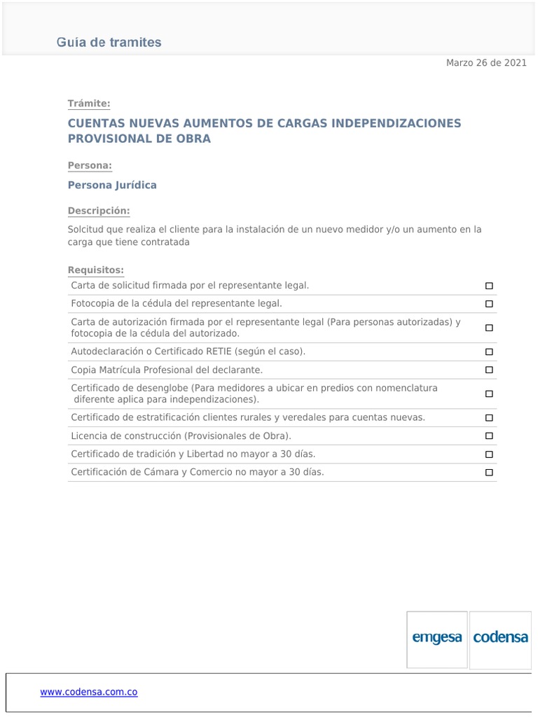 Solicitud de Medidor y Carga Codensa | PDF