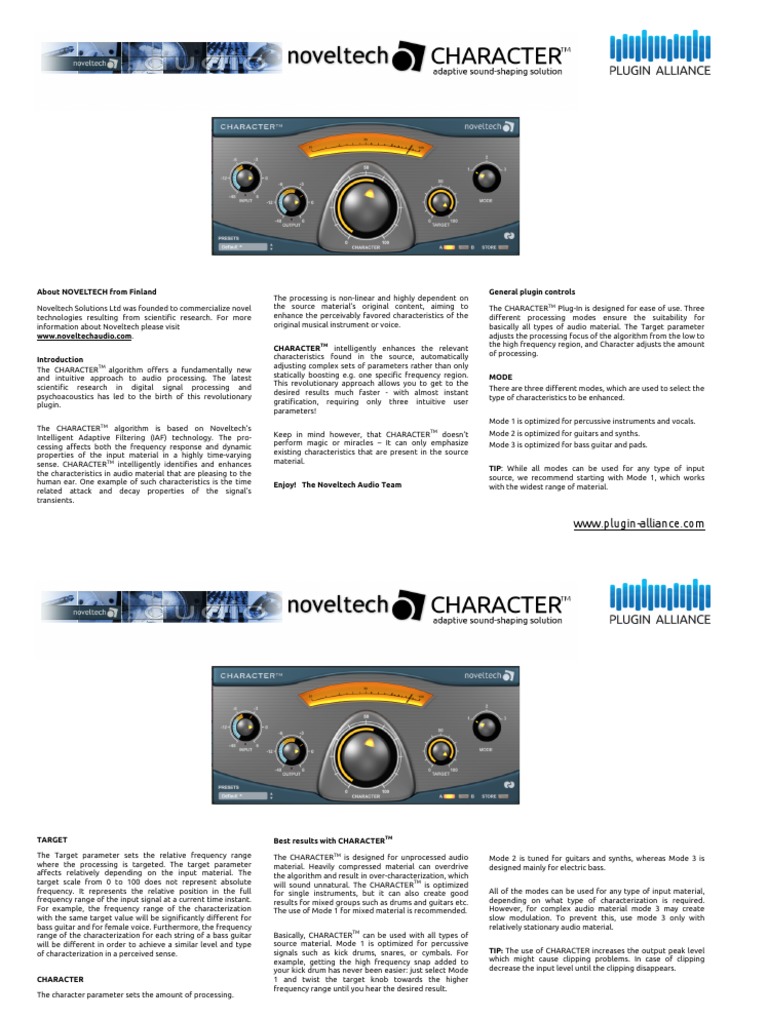 Noveltech Character Manual | PDF | Sound | Guitars