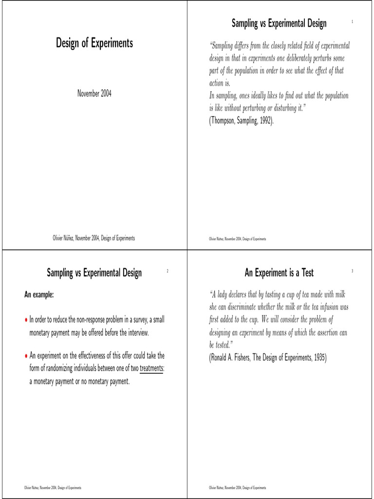 Design of Experiments: Sampling Vs Experimental Design | PDF | Errors And Residuals | Design Of ...