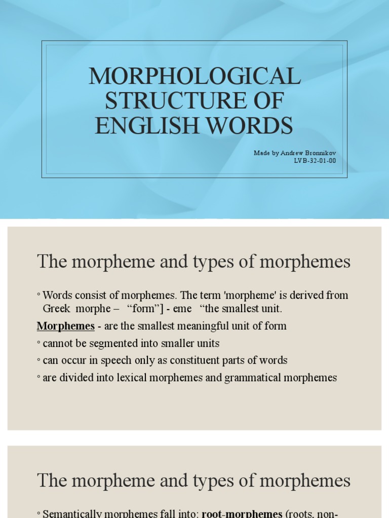 Morphological Structure of English Words | PDF | Word | Morphology ...