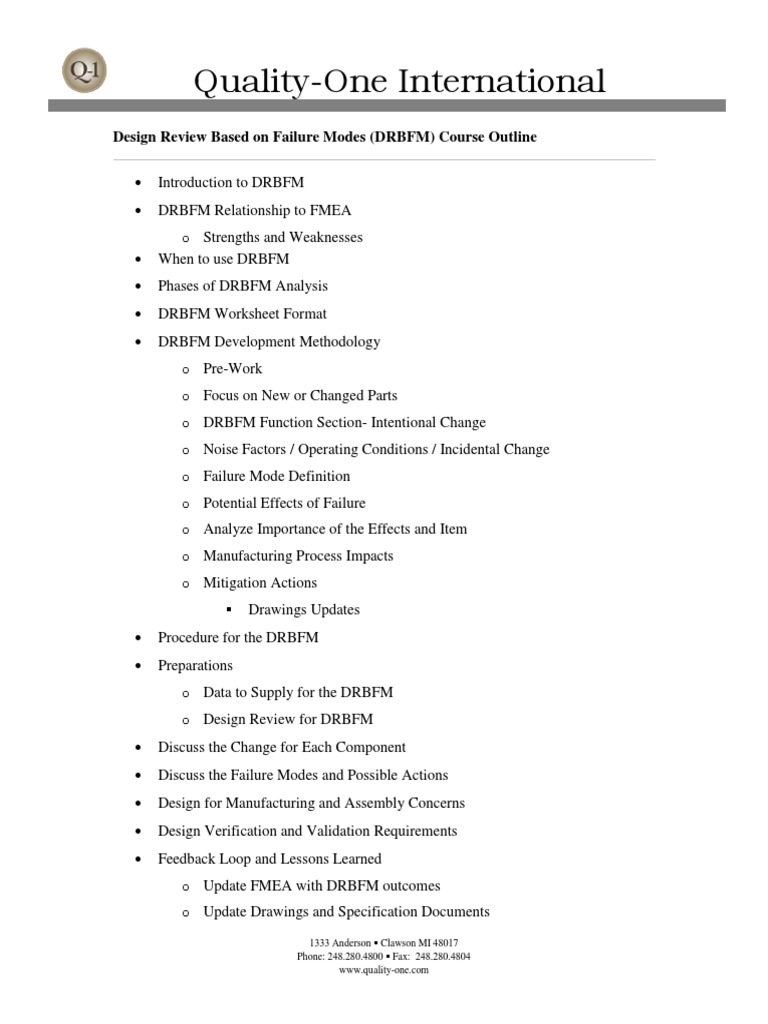 DRBFM Training Course Outline | PDF