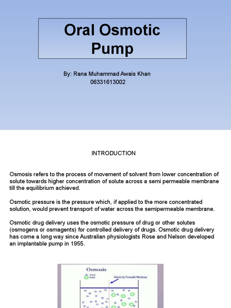 Oral Osmotic Pump: A Concise Guide | PDF | Osmosis | Pharmaceutical ...