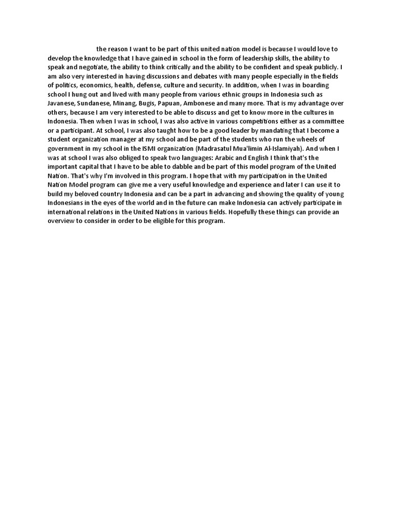 MUN Motivation Letter Example | PDF