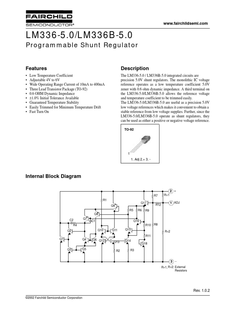 LM336-5.0/LM336B-5.0: Programmable Shunt Regulator | PDF | Electromagnetism | Electrical Engineering
