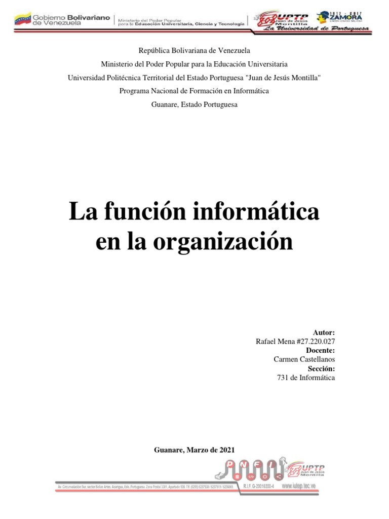 La Función Informática en La Organización - Análisis | PDF | Empresas ...