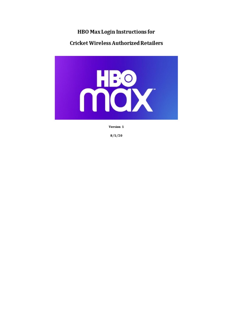 HBO Max Login Instructions - Cricket Wireless | PDF HBO Max Login Instructions - Cricket Wireless | PDF