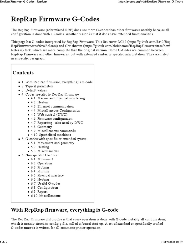 Reprap Firmware G-Codes | Download Free PDF | Computer Engineering ...