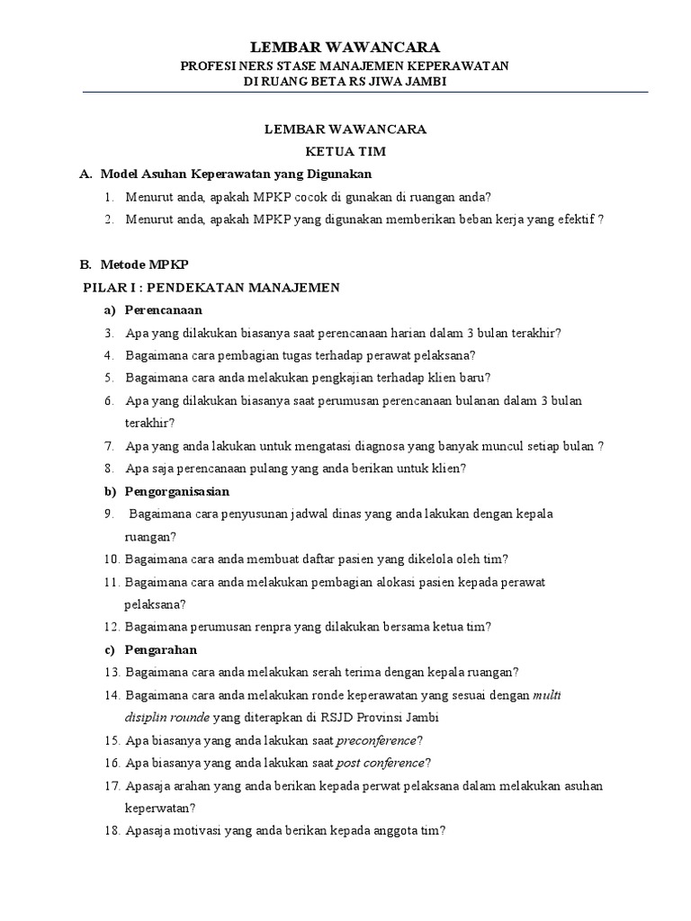 Lembar Wawancara Revisi | PDF