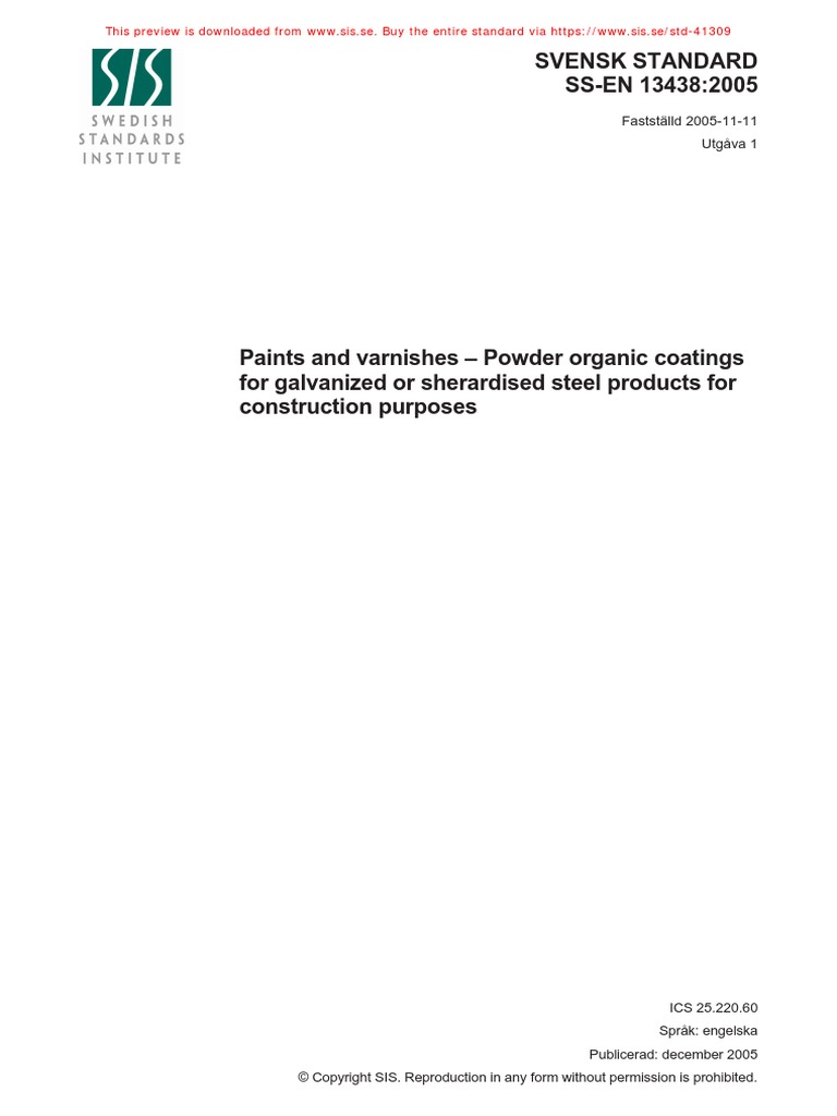 Svensk Standard SS-EN 13438:2005: Fastställd 2005-11-11 Utgåva 1 | PDF ...
