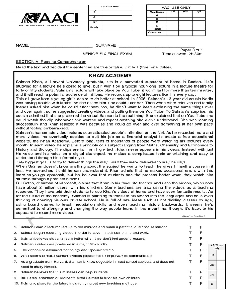 Senior 6 Final Paper 3 | PDF