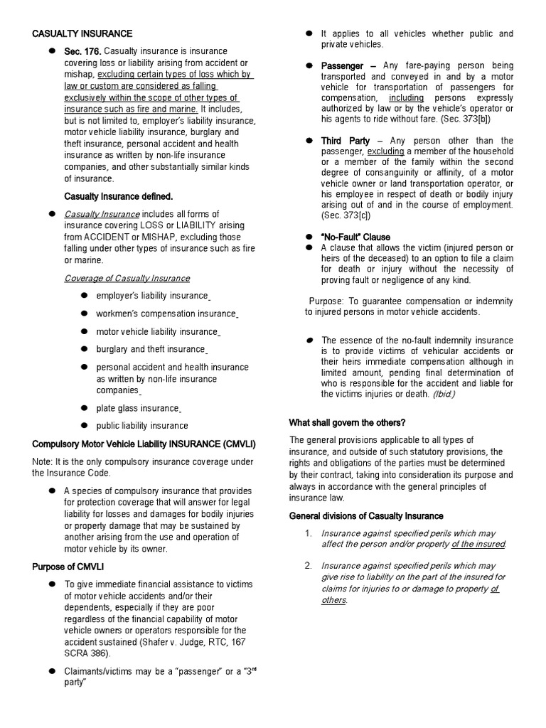 Casualty Insurance Notes | PDF | Liability Insurance | Insurance