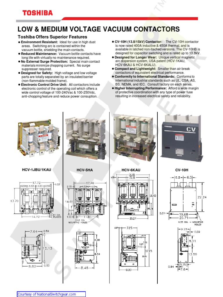 Low & Medium Voltage Vacuum Contactors: Toshiba Offers Superior ...