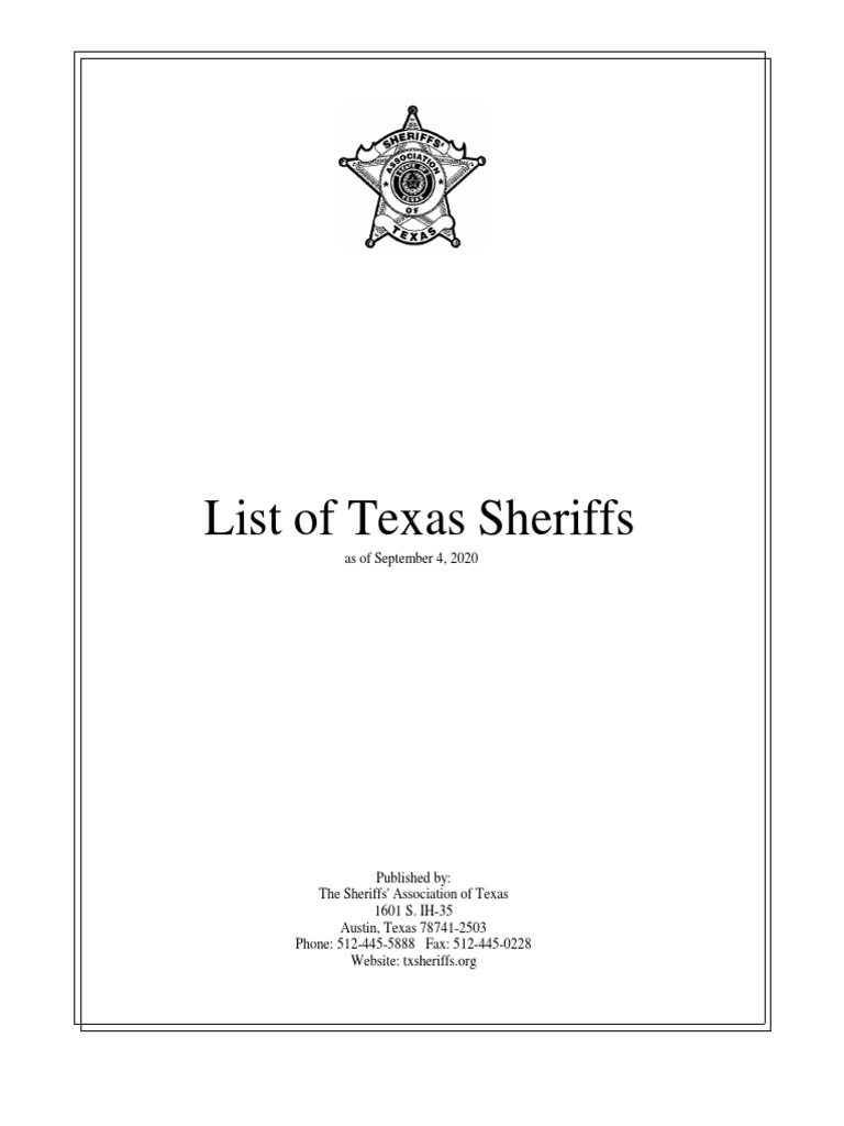 Texas Sheriffs List 2020 | PDF | Fax | Telecommunications