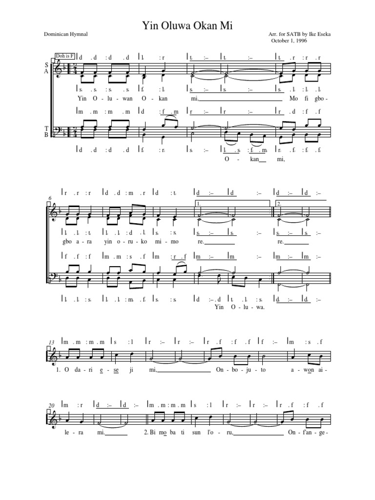 Yin Oluwa Okan Mi | PDF