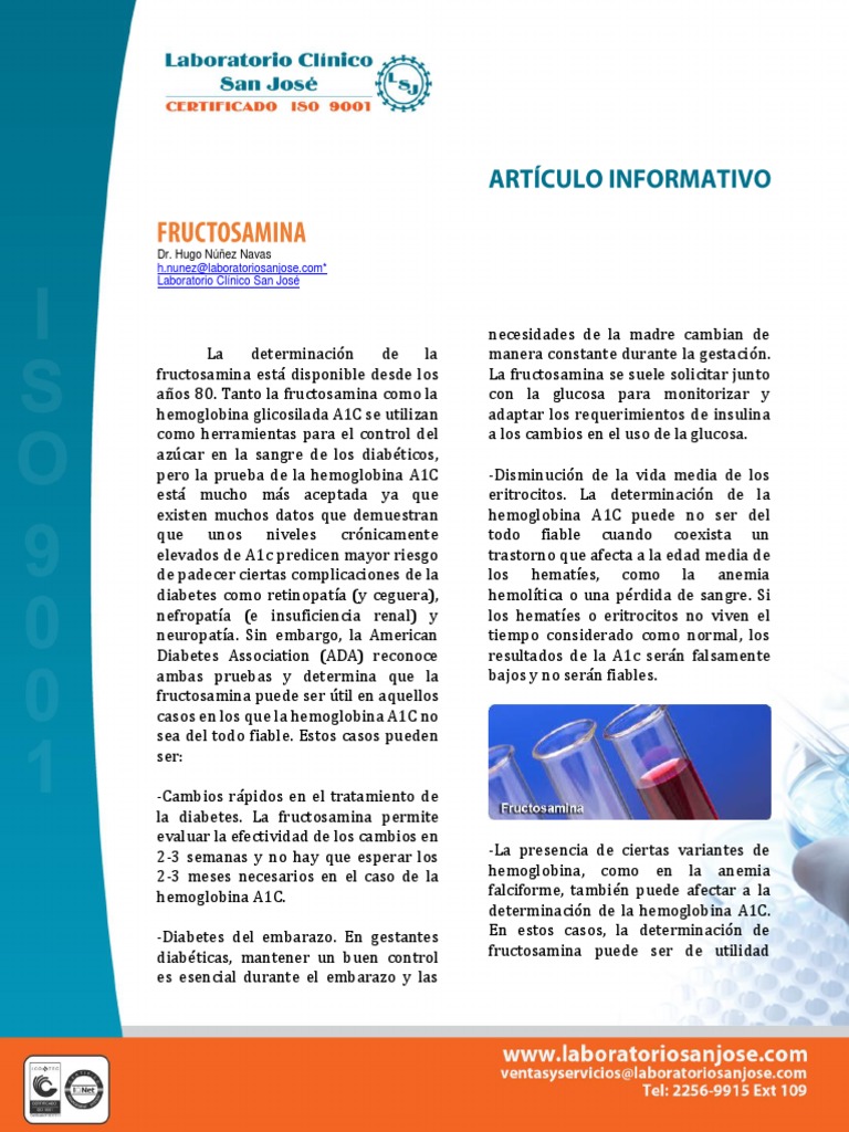Fructosamina | PDF | Diabetes | Sangre