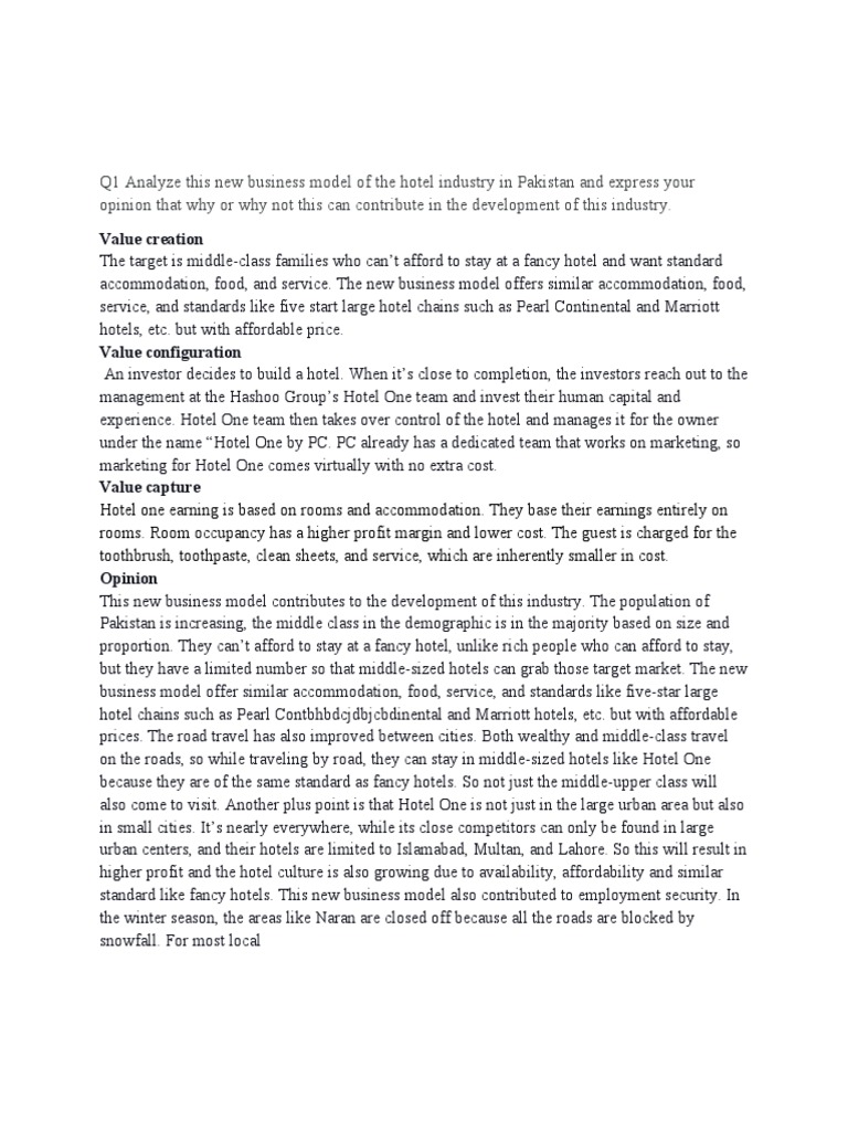 Business Model of Hotel Industry | PDF | Hotel | Business Model