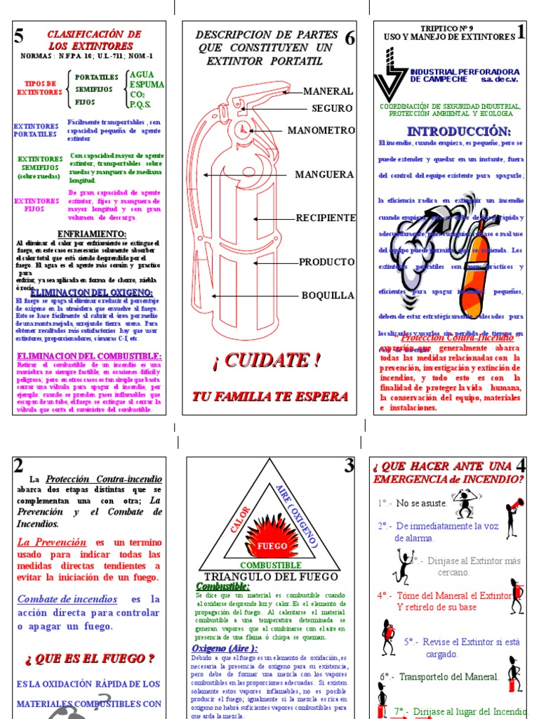 Triptico Uso y Manejo de Extintores | PDF | Incendios | Oxígeno