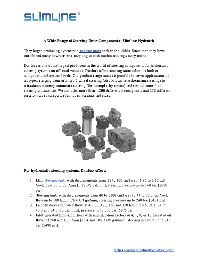 A Wide Range of Steering Units Components - Slimline Hydrotek | PDF