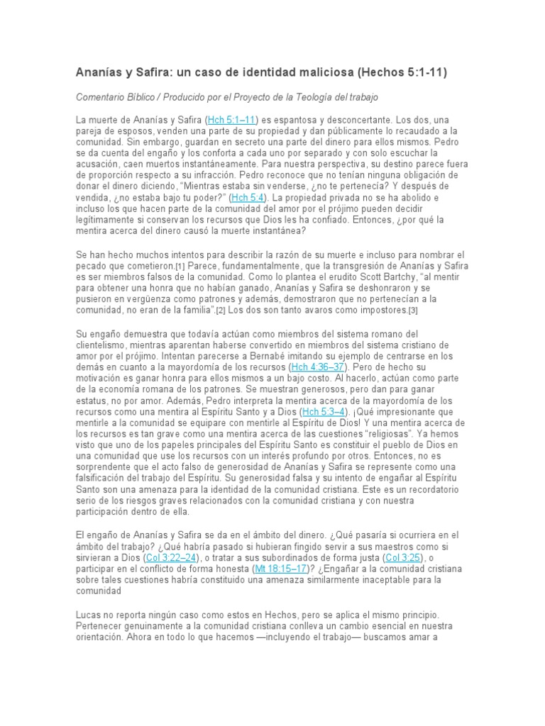 Ananías y Safira | PDF | San Pedro | Jesús