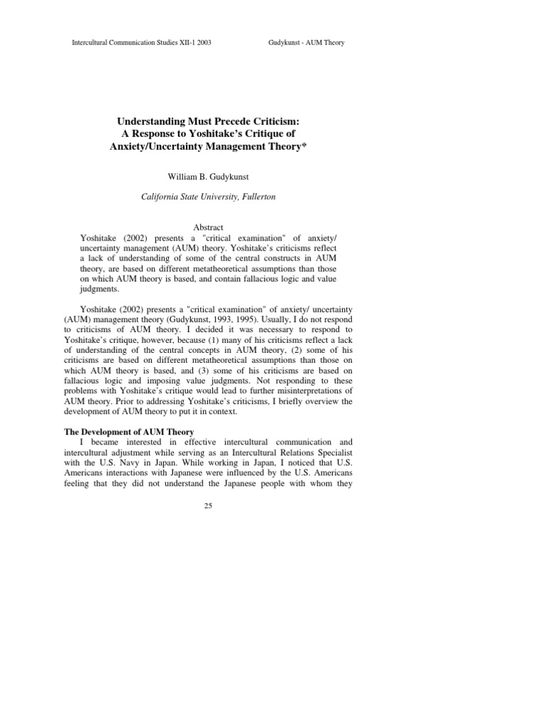 03 William B. Gudykunst | PDF | Philosophical Theories | Cognitive Science