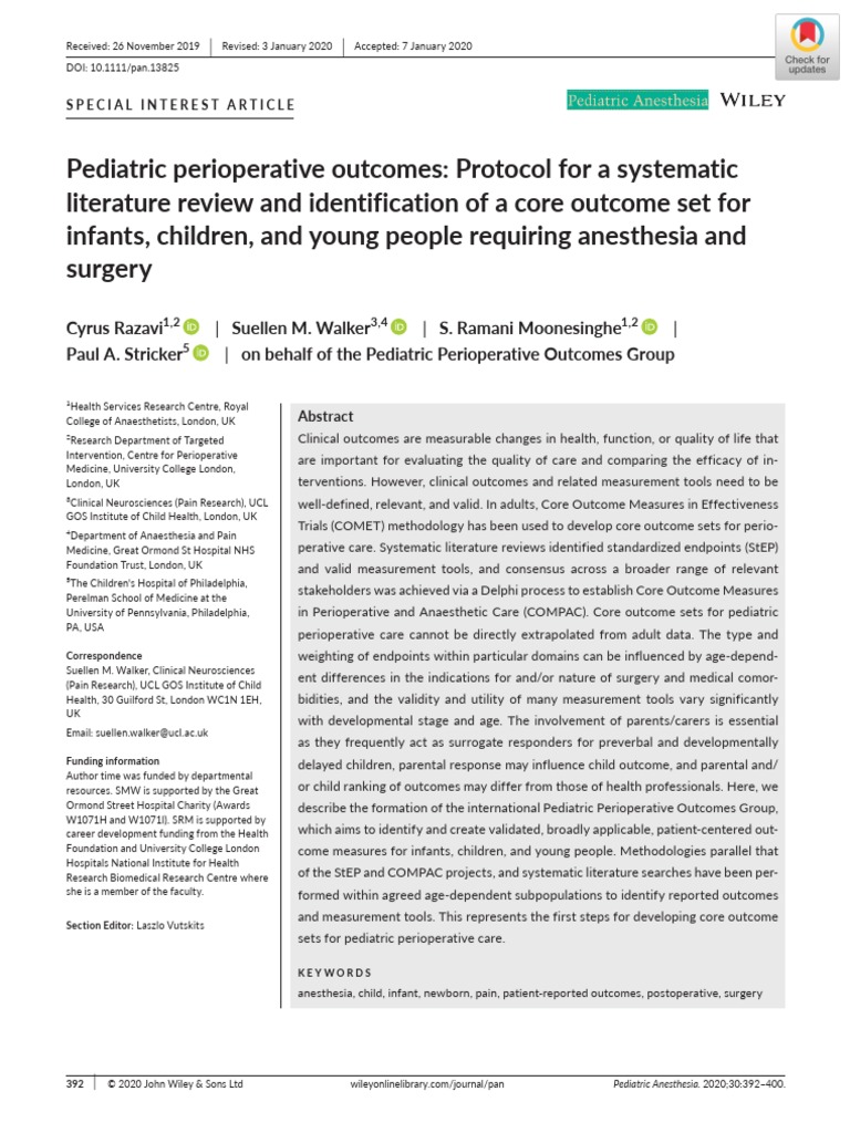 Periop Outcomes in Peds | PDF | Surgery | Anesthesia