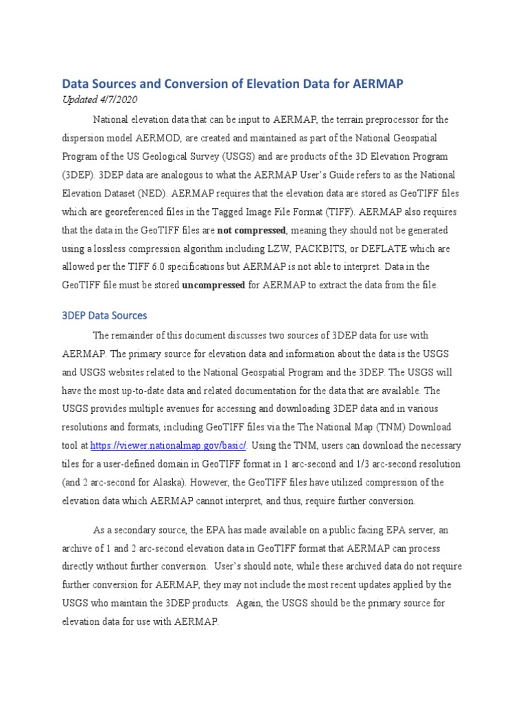AERMAP Elevation Data Conversion Guide | PDF | Computers | Technology & Engineering