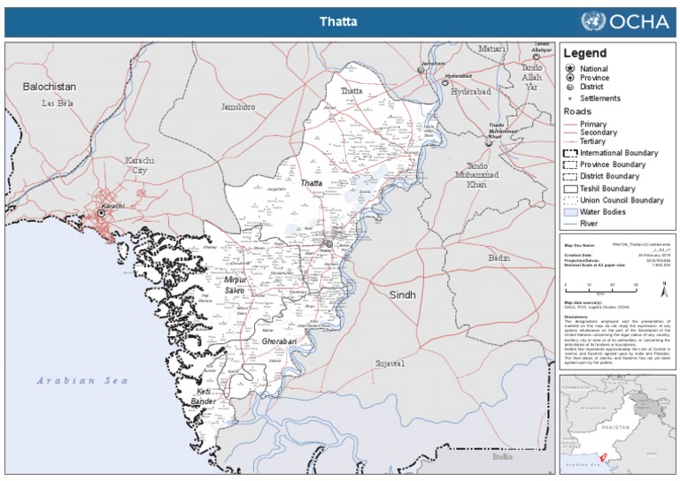 Thatta District Settlements Map | PDF