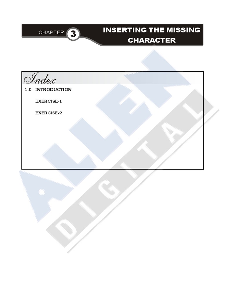 Chapter 3 (Inserting The Missing Character) (Unit 1) | PDF ...