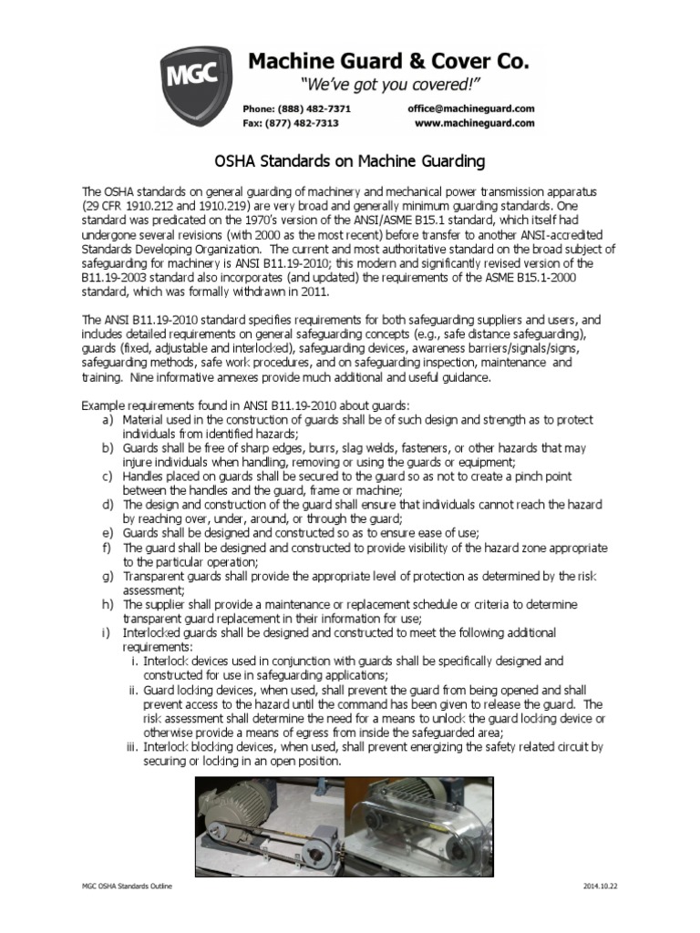 OSHA Machine Guarding Standards | PDF | Machines | Safety