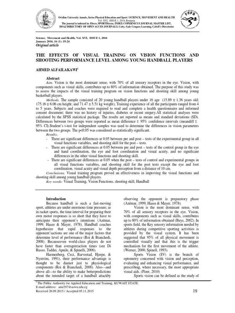 The Effects of Visual Training On Vision | Download Free PDF | Visual ...