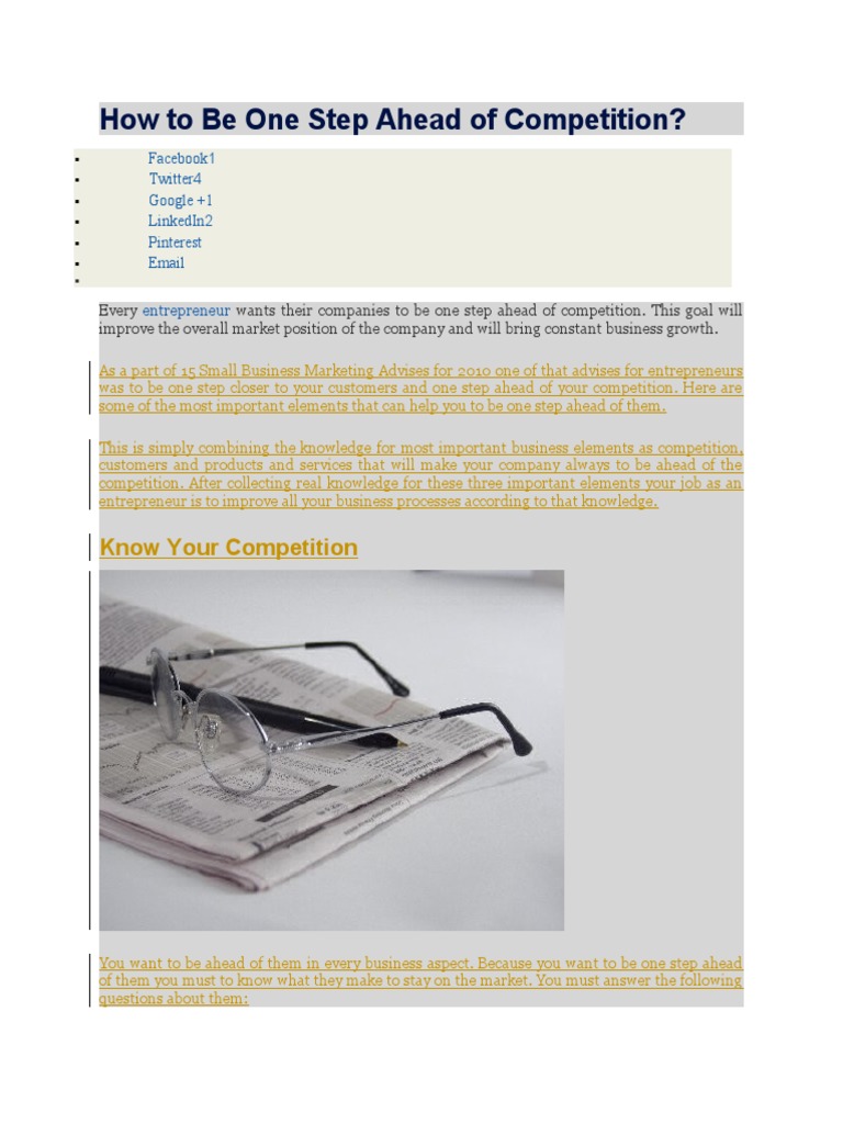 How To Be One Step Ahead of Competition | PDF | Customer | Competition