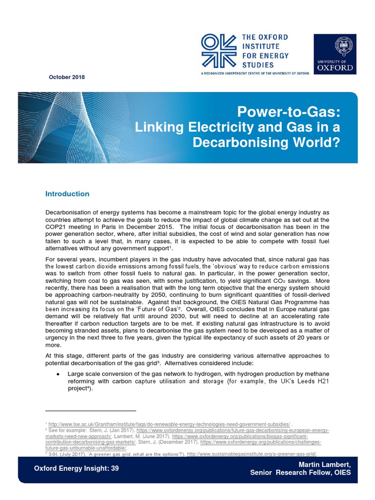 Power-to-Gas: Decarbonising Energy | PDF | Energy Storage | Low Carbon ...