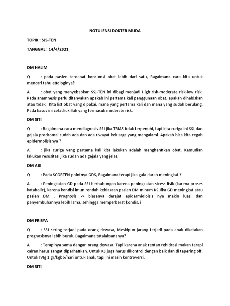 Notulensi Dokter Muda SJS Ten | PDF | Sains & Matematika