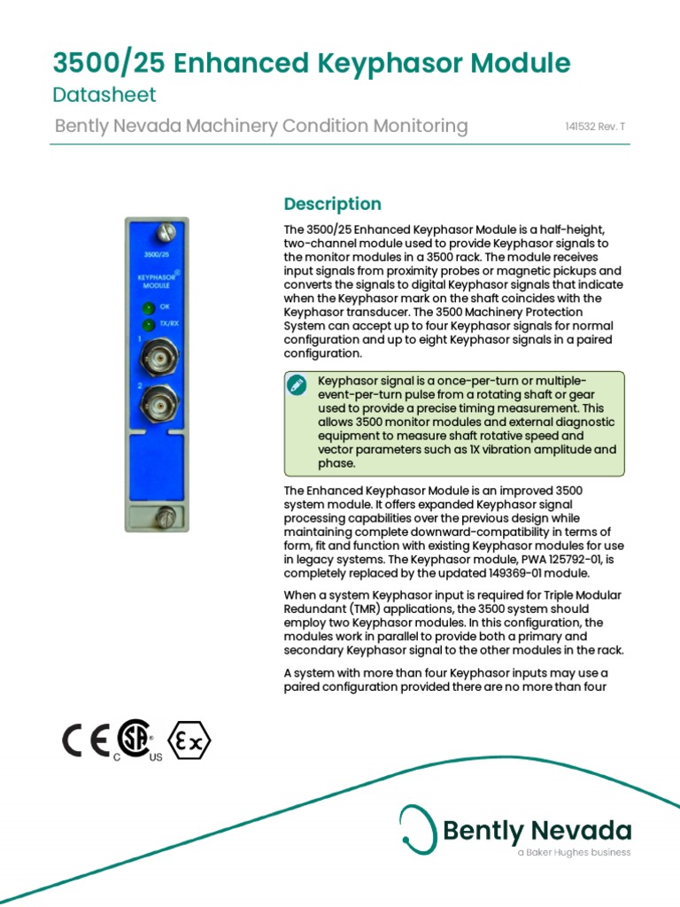 3500-25 Enhanced Keyphasor Module Datasheet - 141532 | PDF | Power ...