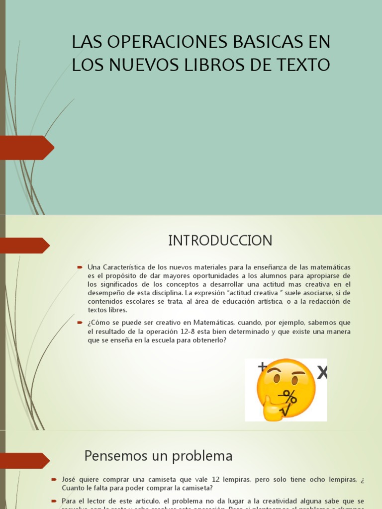 Las Operaciones Basicas en Los Nuevos Libros de Texto | Descargar ...