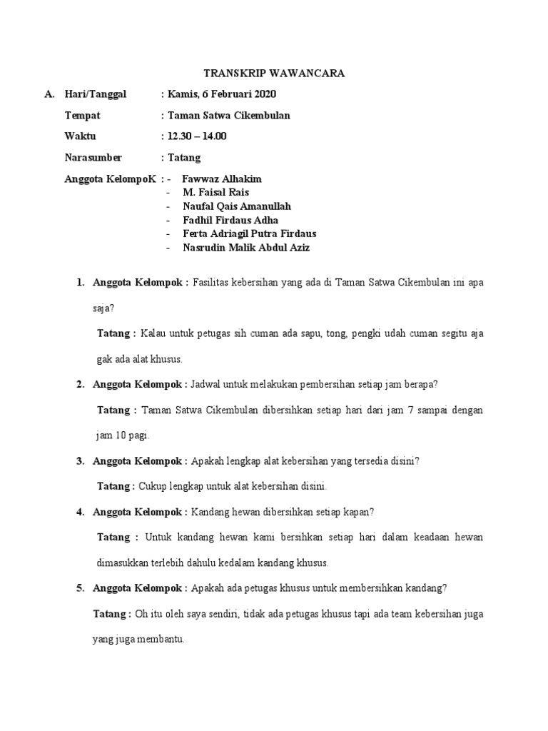 Transkrip Wawancara | PDF